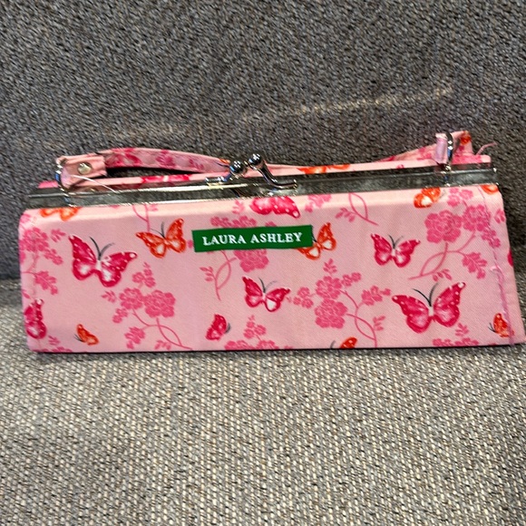 Laura Ashley | Bags | Laura Ashley Pink Butterfly Purse Floral Hard ...